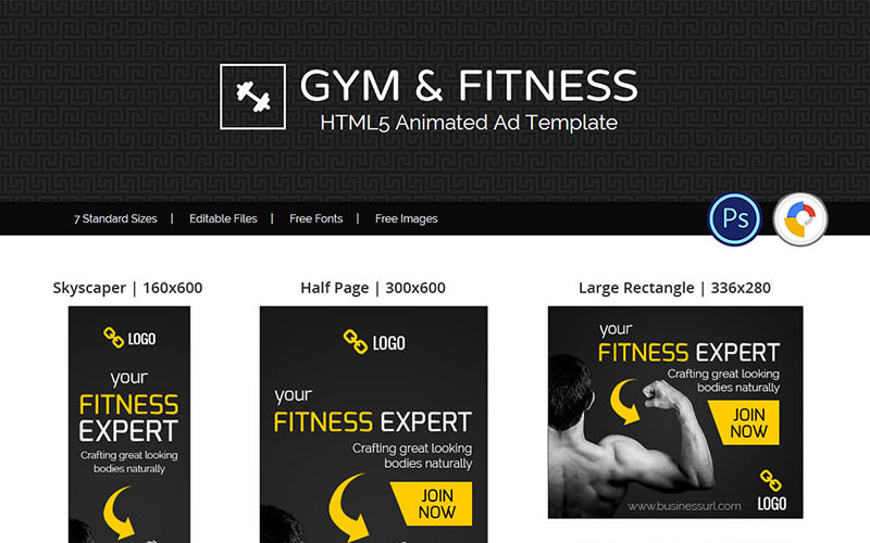 Zdrowie i fitness | Animowany baner Fitness Expert