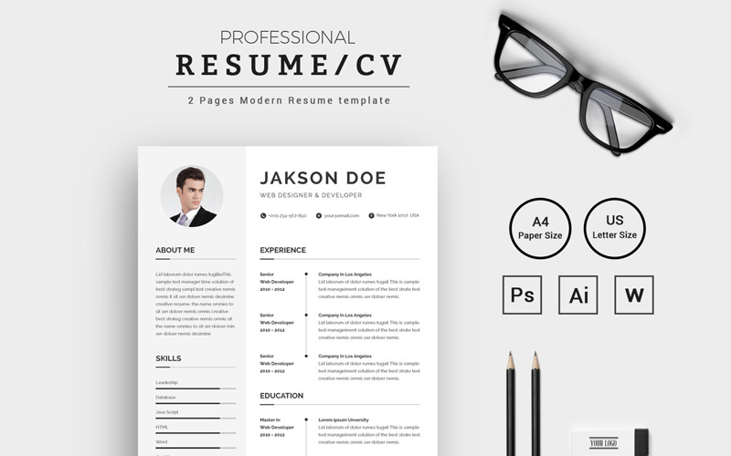 Jakson Doe Web Designer e sviluppatore CV / modello di curriculum