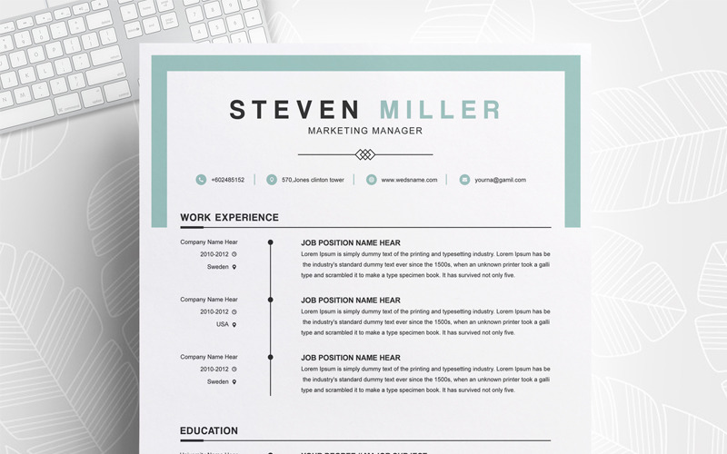 Modèle de CV Steven Miller #74353 - TemplateMonster