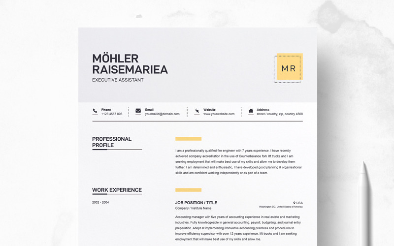 Clean & Creative Resume Template #74564 - TemplateMonster