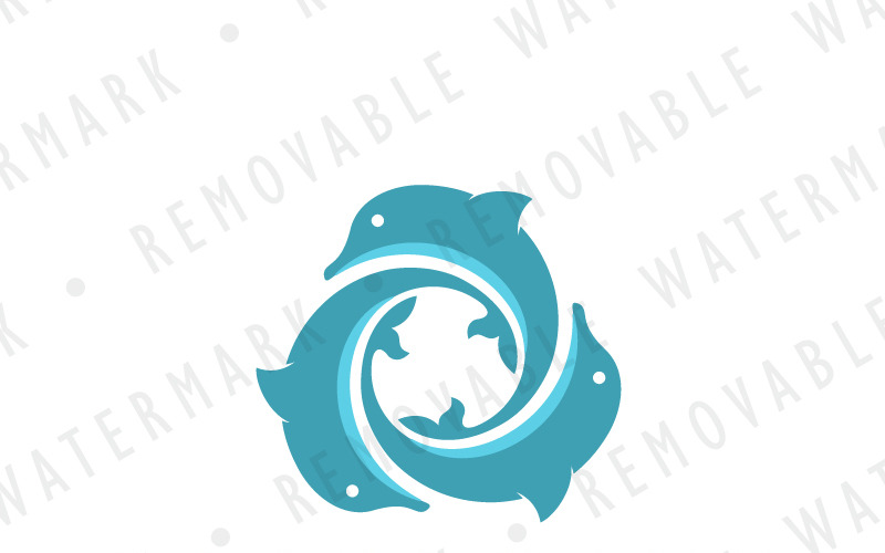 Modèle de logo Vortex of Three Dolphins - TemplateMonster