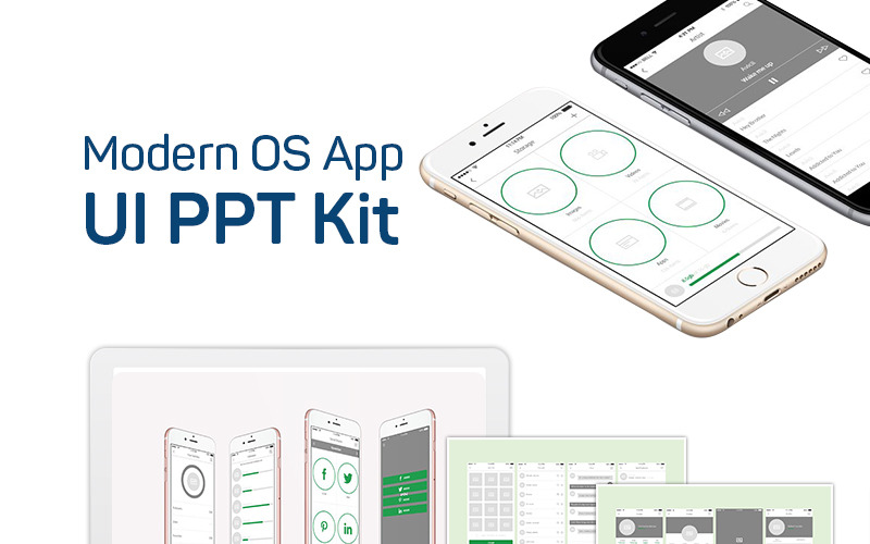 Moderne OS App UI PPT Kit PowerPoint-Vorlage