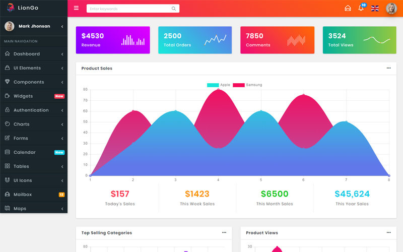 LionGo - Bootstrap 4 Dashboard Admin Template