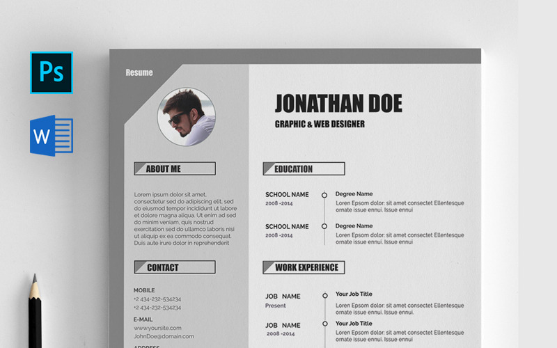 Jonathan Doe CV Resume Template #76175 - TemplateMonster