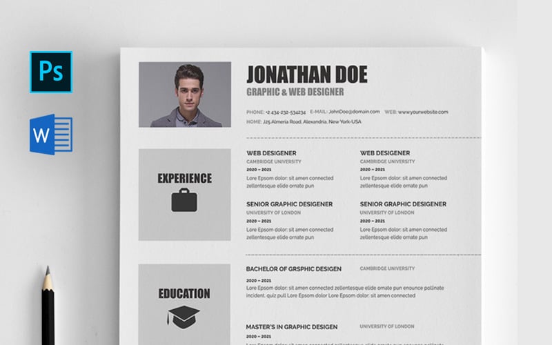 Jonathan Doe CV Resume Template #76381 - TemplateMonster