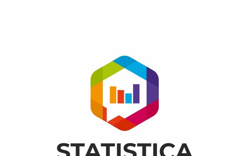 Statistics Hexagon Colorful Logo Template - TemplateMonster