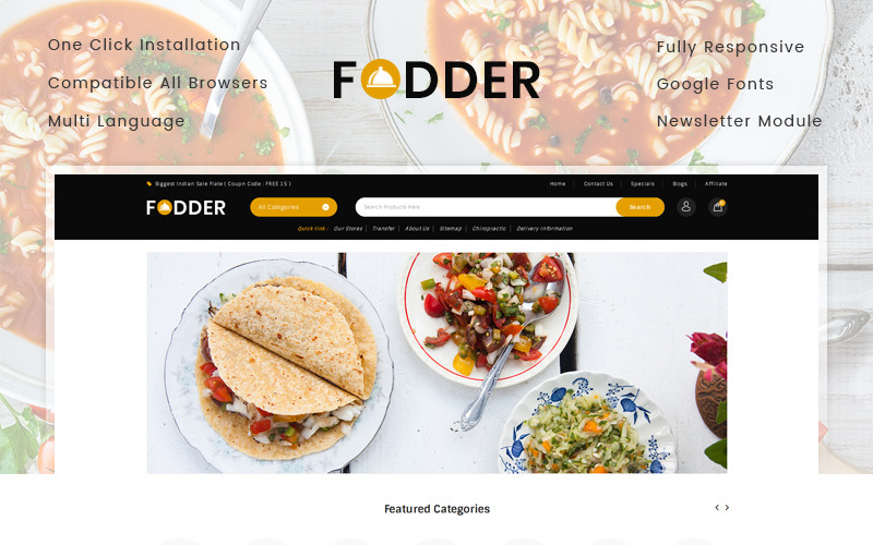 Fodder Restaurant Store OpenCart Template #78706
