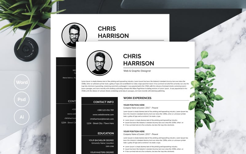 Chris Harrison Resume Template #79214 - TemplateMonster