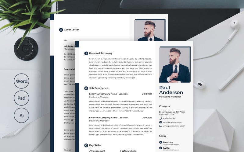 Paul Anderson Resume Template #79275 - TemplateMonster