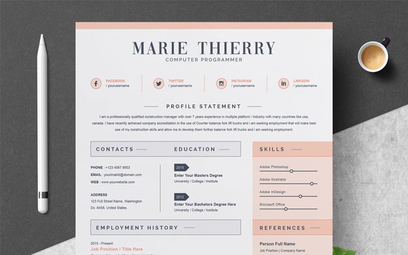 Marie CV-mall #79263 - TemplateMonster
