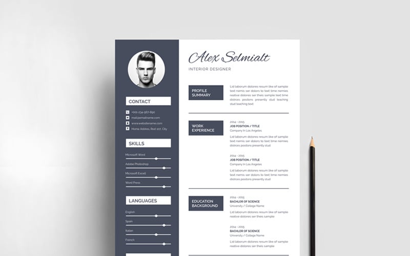 Alex Selmialt Resume Template #79699 - TemplateMonster