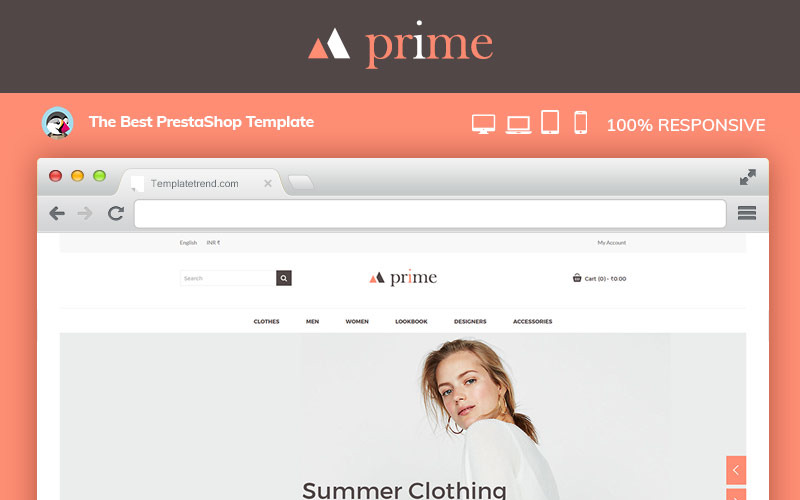 Tema PrestaShop de Prime Fashion Designer - TemplateMonster