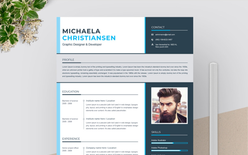 Modèle de CV Michaela #79801 - TemplateMonster