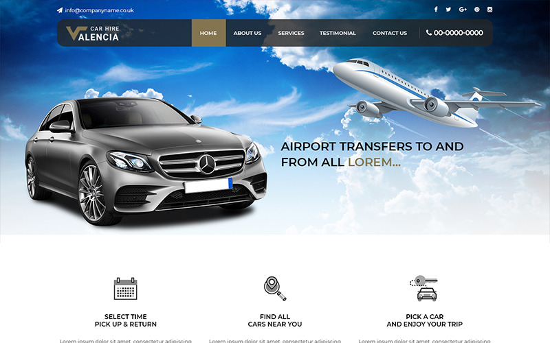 Valencia - Airport Car Service PSD Template - TemplateMonster