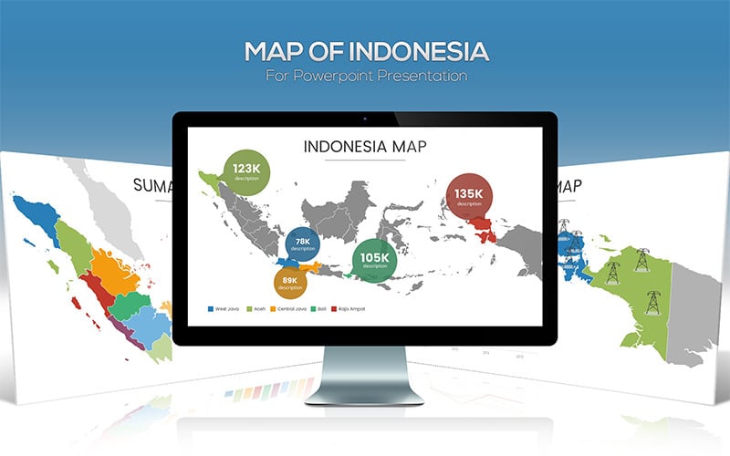 Map of Indonesia for PowerPoint template - TemplateMonster