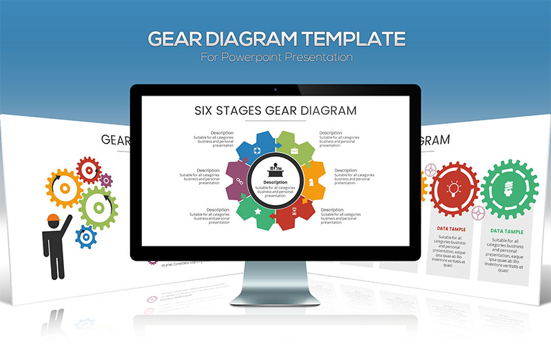 Modello PowerPoint diagramma di ingranaggio - TemplateMonster