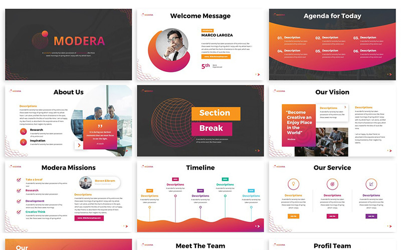 Modera - Plantilla de PowerPoint para redes - TemplateMonster