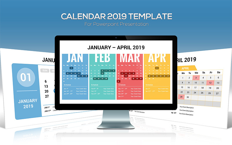 2019 Calendar PowerPoint template #82089 - TemplateMonster