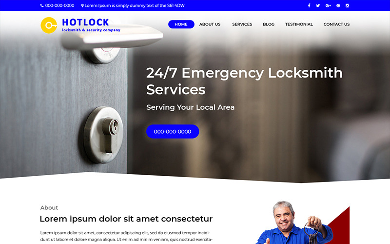 Hotlock - Plantilla PSD de servicios de cerrajería
