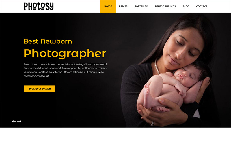 Photosy - Baby Photography PSD Template - TemplateMonster
