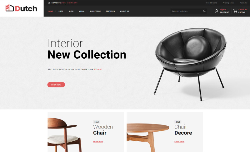 Мебель Woocommerce тема Dutch Woocommerce шаблон для интернет магазина на Wordpress