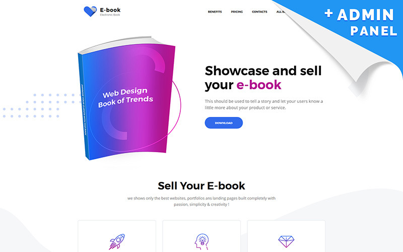 E-book - Electronic Book Landing Page Template #82525