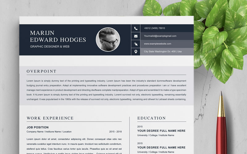 Edward Resume Template #86609 - TemplateMonster