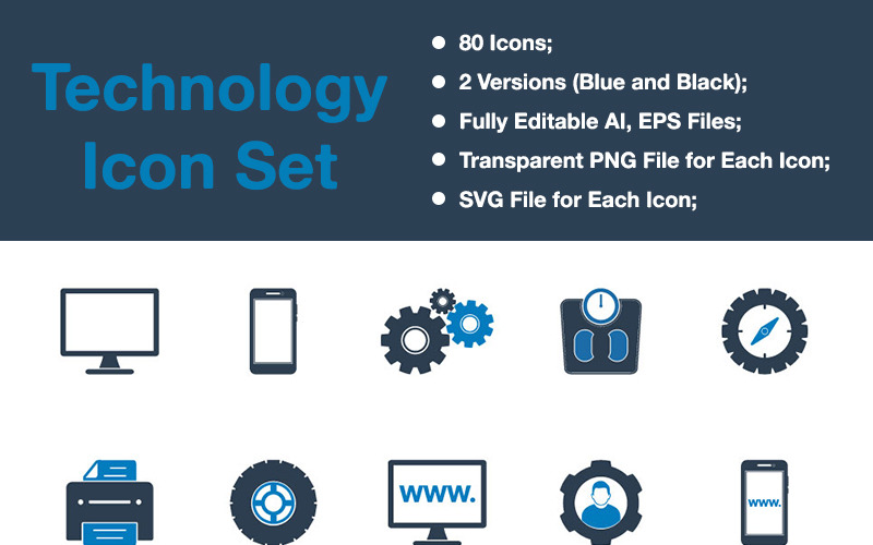 Technology - Premium Vector Icon Set - TemplateMonster