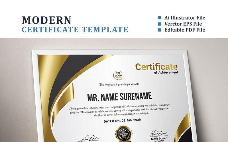 Modelli di certificati | Certificati di onorificenza | TemplateMonster