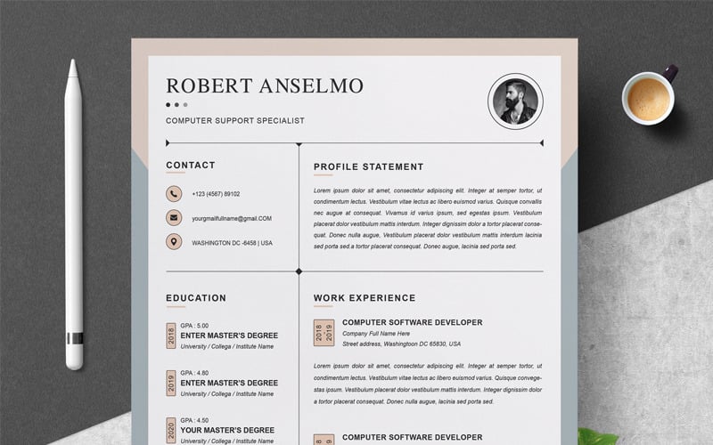 Robert Resume Template #90185 - TemplateMonster