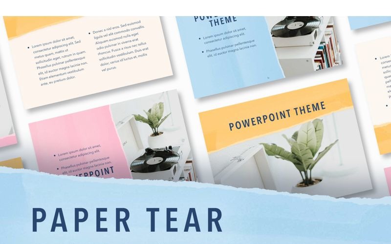 Paper Tear PowerPoint template #90346 - TemplateMonster