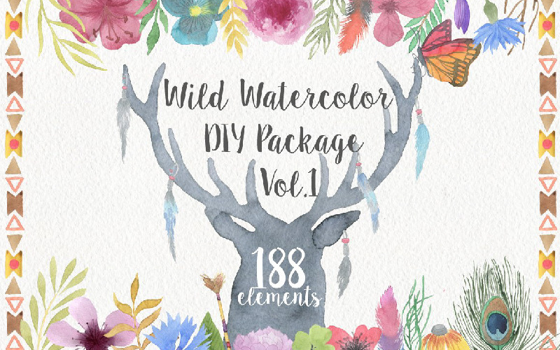 Wild Watercolor DIY - Illustration #90966 - TemplateMonster
