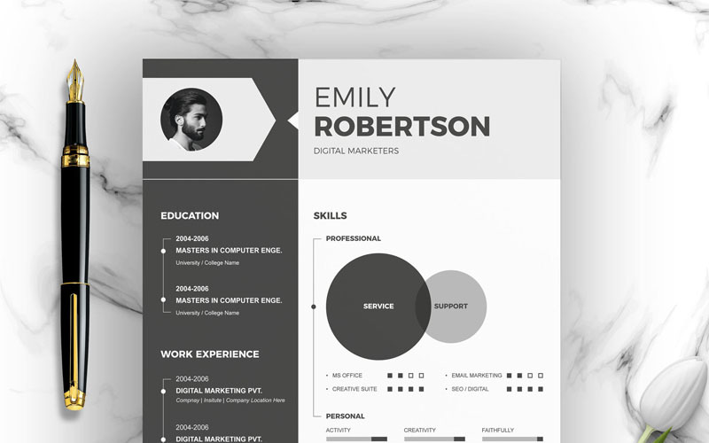 Modèle de CV Emily #92325 - TemplateMonster