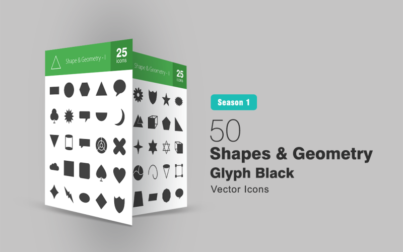 50 Shapes & Geometry Glyph Icon Set #94060 - TemplateMonster
