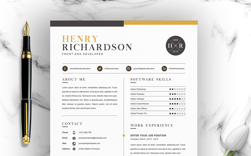 Henry Resume Template #94774 - TemplateMonster