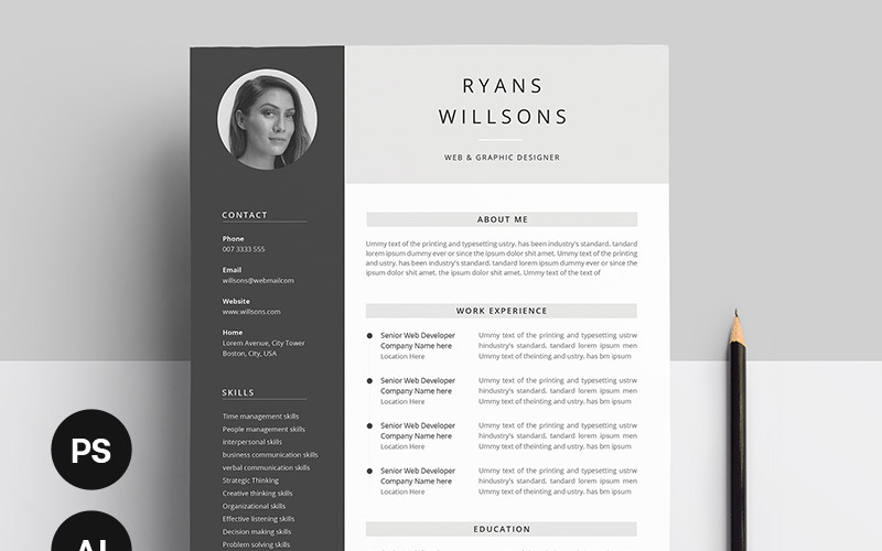 Ryans Willsons Resume Template #94758 - TemplateMonster