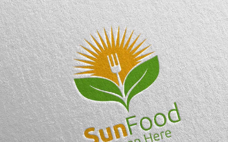 Sun Food Restaurant or Cafe 16 Logo Template