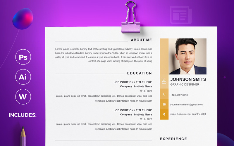 Modèle de CV Smith #95669 - TemplateMonster