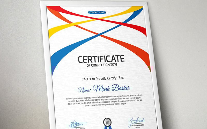 Colorful Stripes Certificate Template - TemplateMonster