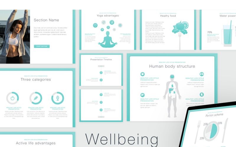 Wellbeing PowerPoint template #96718 - TemplateMonster
