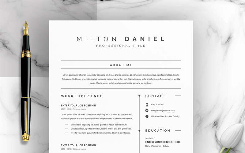 Modèle de CV Milton #96801 - TemplateMonster