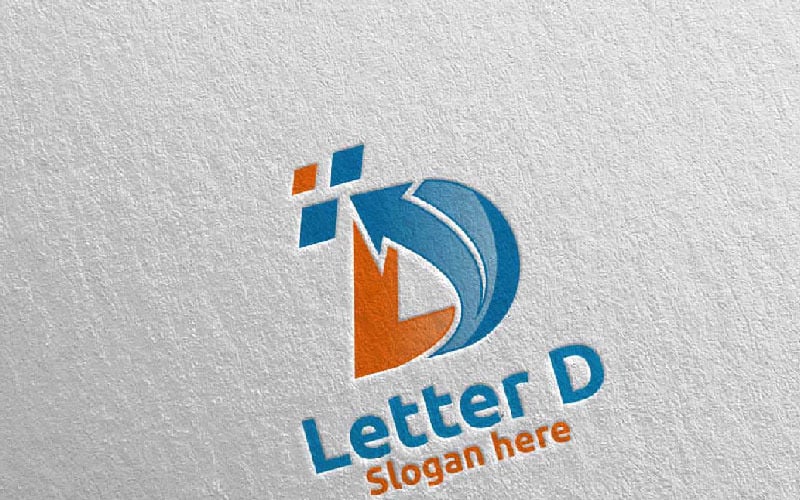 Digital Letter D Design 1 Logo Template - TemplateMonster