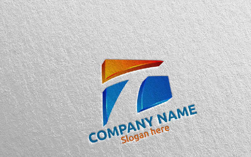 Modelo de logotipo da letra T Design 66 - TemplateMonster