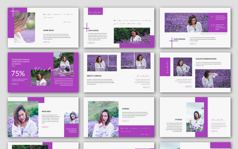 Modelo de PowerPoint de Violeta #99276 - TemplateMonster