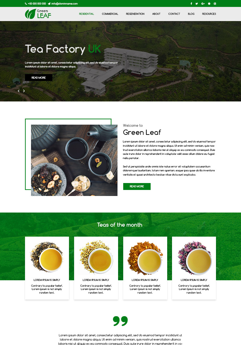 Green Leaf - Tea Factory PSD Template #80417