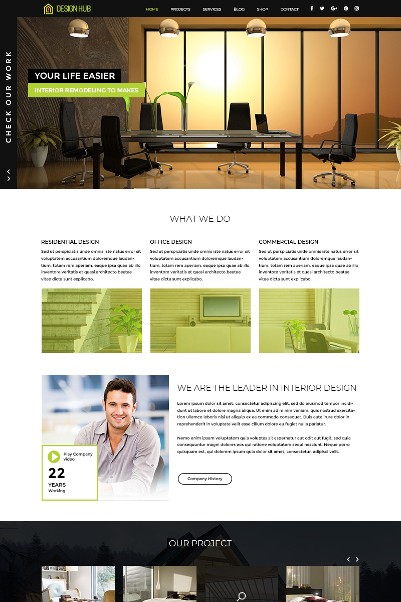Design Hub - Interior Design PSD Template #80505