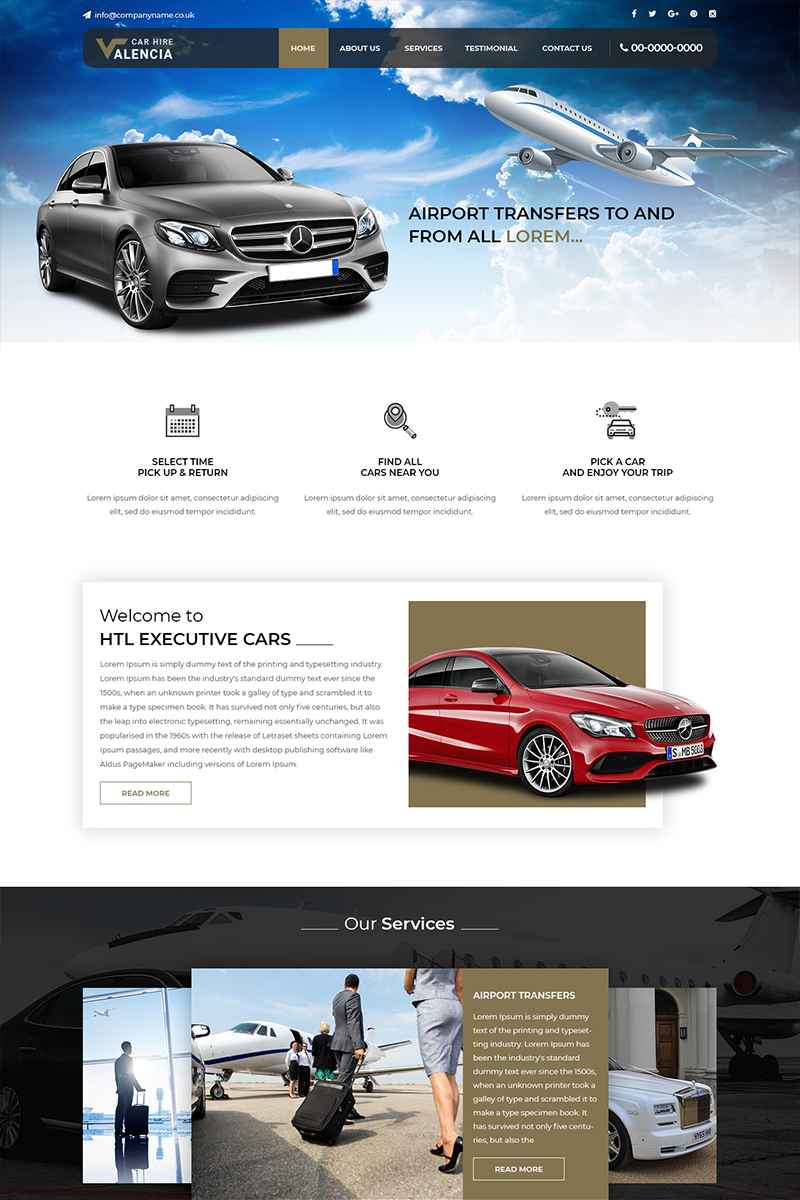 Valencia - Airport Car Service PSD Template #80682