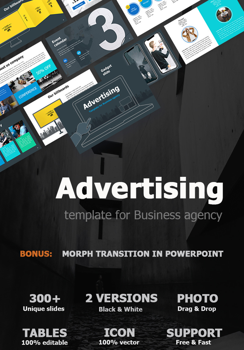 Advertising template for Business agency PowerPoint Template #80805