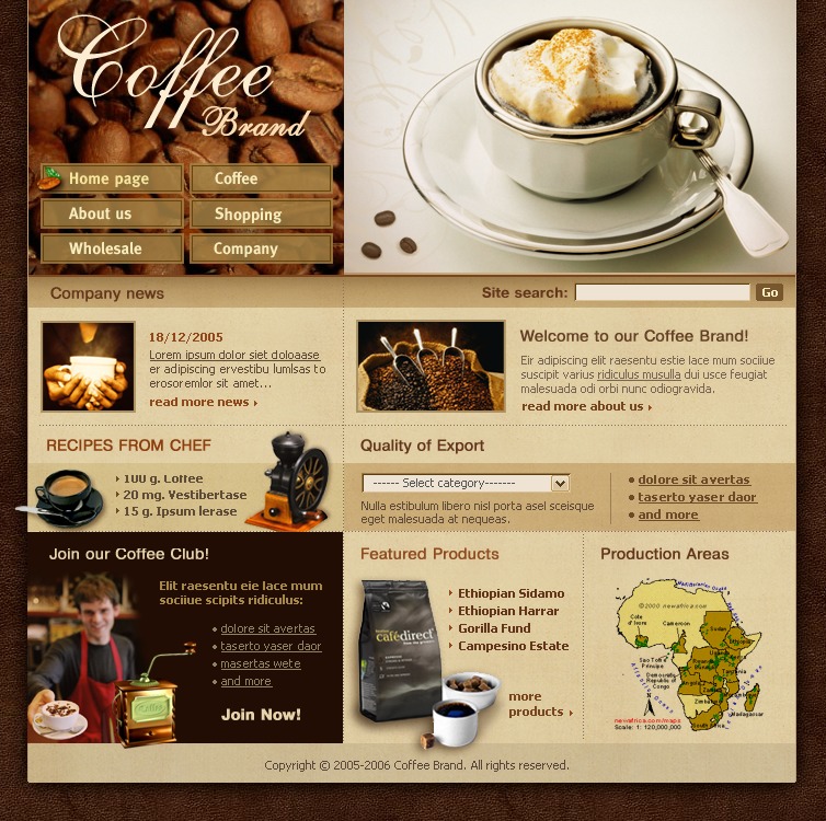 Coffee Shop Website Template 8135