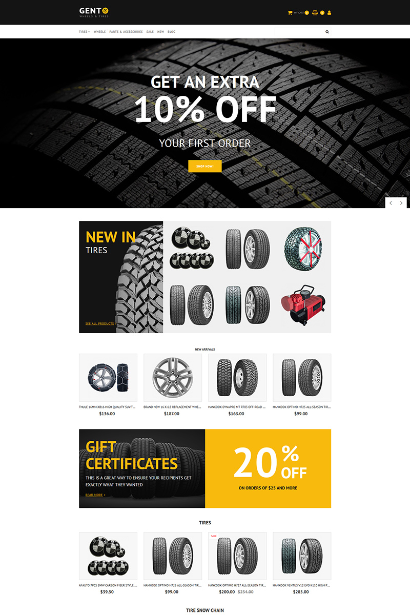 Gento - Wheels and Tires Store MotoCMS Ecommerce Template #81567